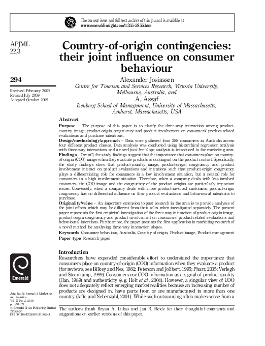 (PDF) Country-of-Origin Contingencies: Their Joint Influence on ...