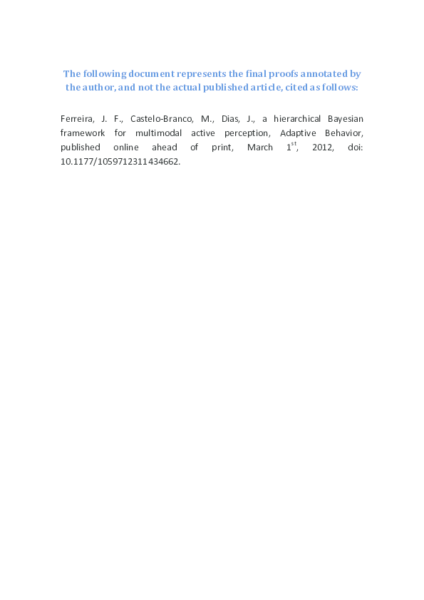 Pdf A Hierarchical Bayesian Framework For Multimodal Active Perception