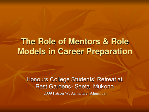 (PPT) Mentors and Role Models in Career Preparation