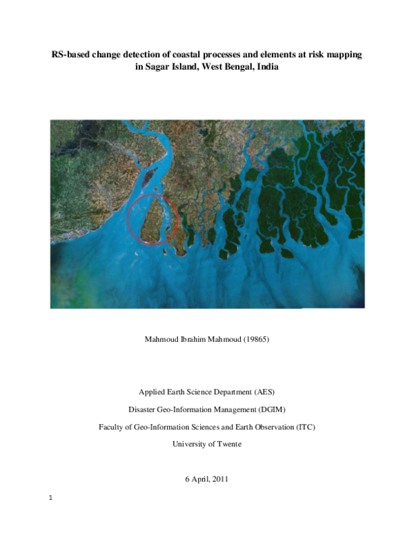 (PDF) RS-based change detection of coastal processes and elements at risk mapping in Sagar ...
