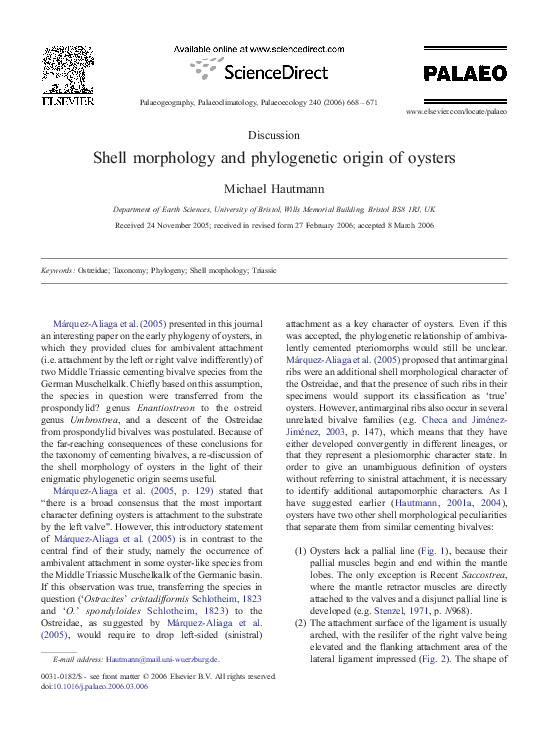 (PDF) Shell morphology and phylogenetic origin of oysters