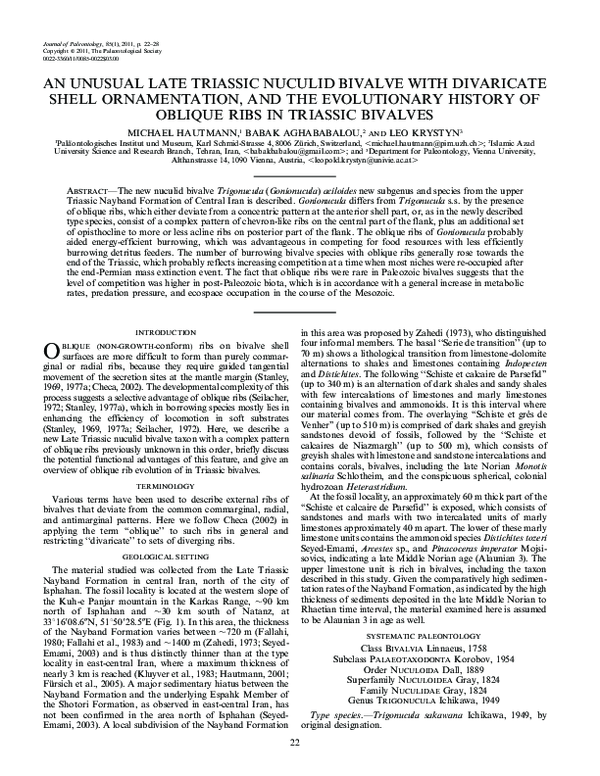 (PDF) An unusual Late Triassic nuculid bivalve with divaricate shell ...