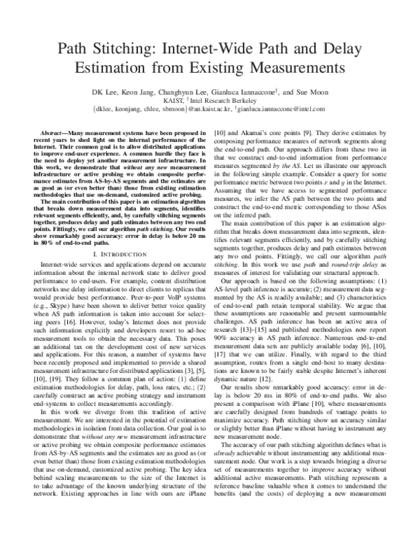 (PDF) Path stitching: internet-wide path and delay estimation from ...