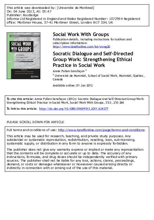 (PDF) Socratic Dialogue and Self-Directed Group Work: Strengthening ...