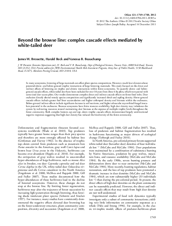 (PDF) Beyond the browse line: complex cascade effects mediated by white ...