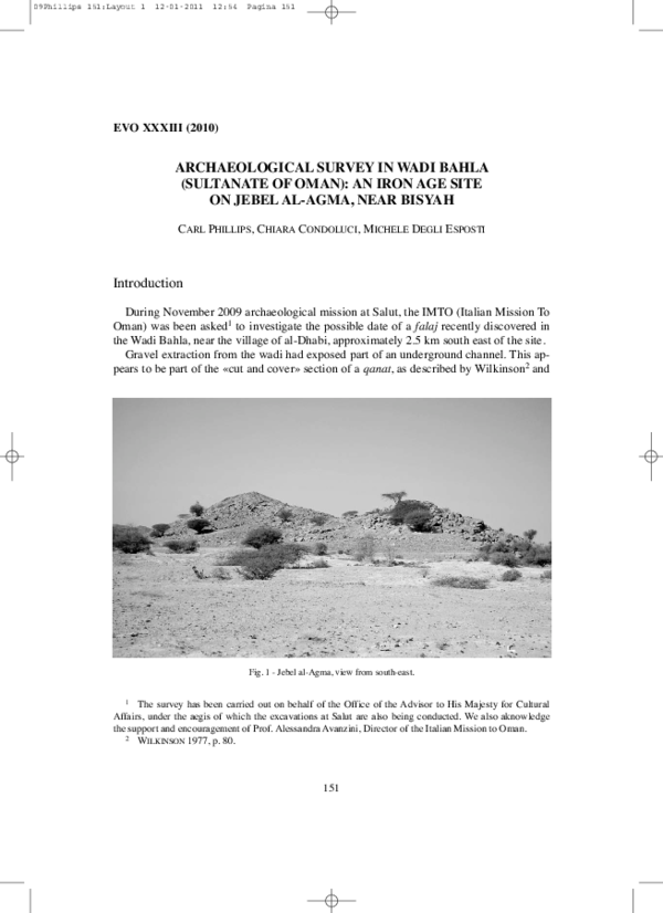(PDF) Archaeological survey in Wadi Bahla (Sultanate of Oman): an Iron ...