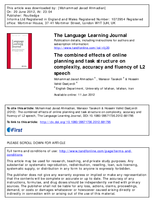 The Combined Effects Of Online Planning And Task Structure On