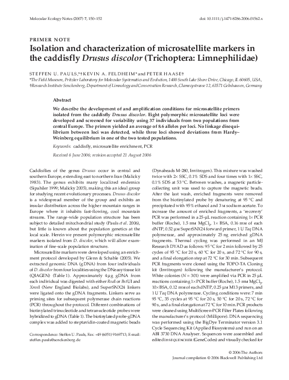 (PDF) Isolation and characterization of microsatellite markers in the ...