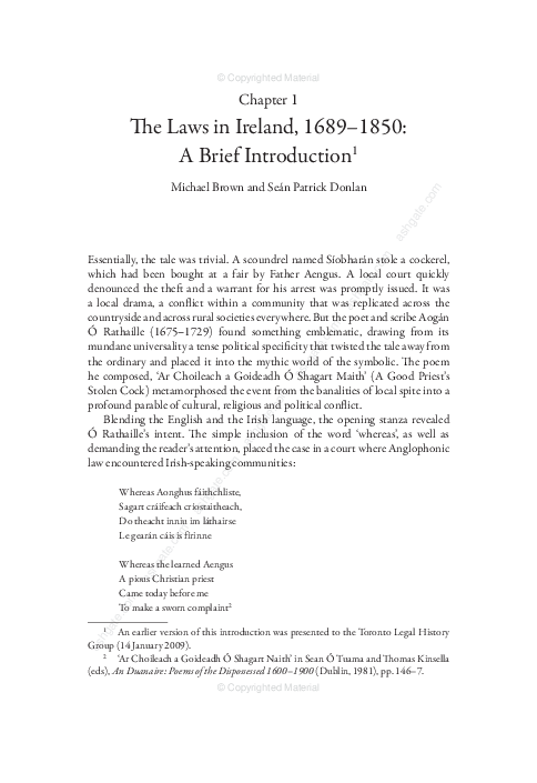 (PDF) The laws in Ireland, 1689-1850: a brief introduction’ (with M ...