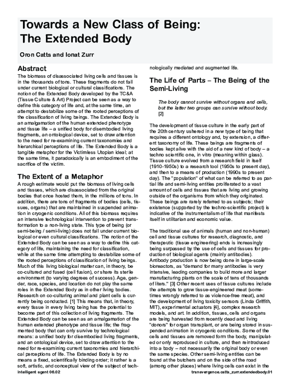 (PDF) Towards a New Class of Being: The Extended Body