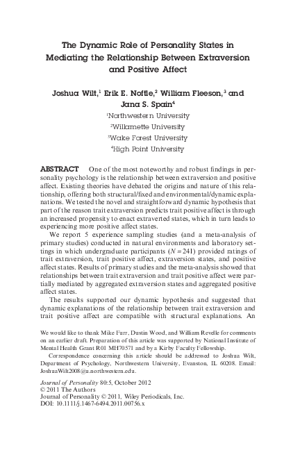 (PDF) The Dynamic Role of Personality States in Mediating the ...