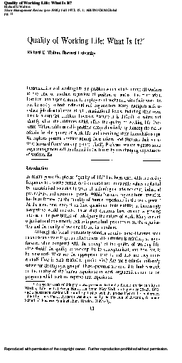 (PDF) Quality of working life: what is it
