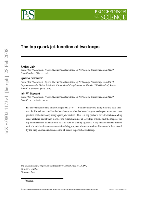 (PDF) The top quark jet-function at two loops