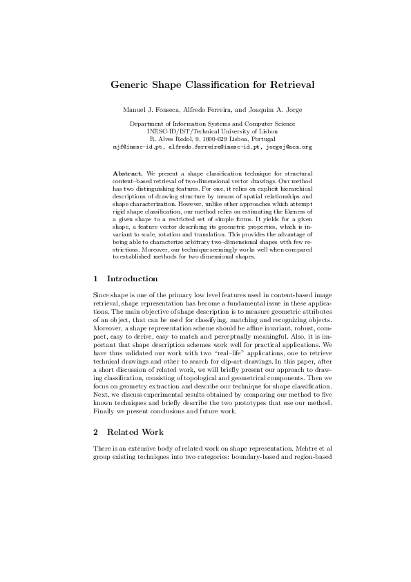 Pdf Generic Shape Classification For Retrieval