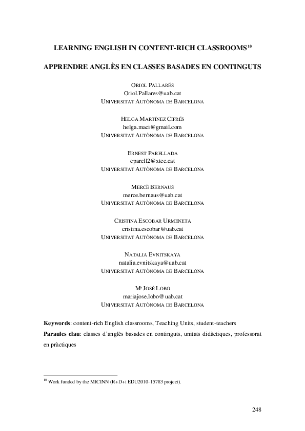 (PDF) Learning English in Content-Rich Classrooms