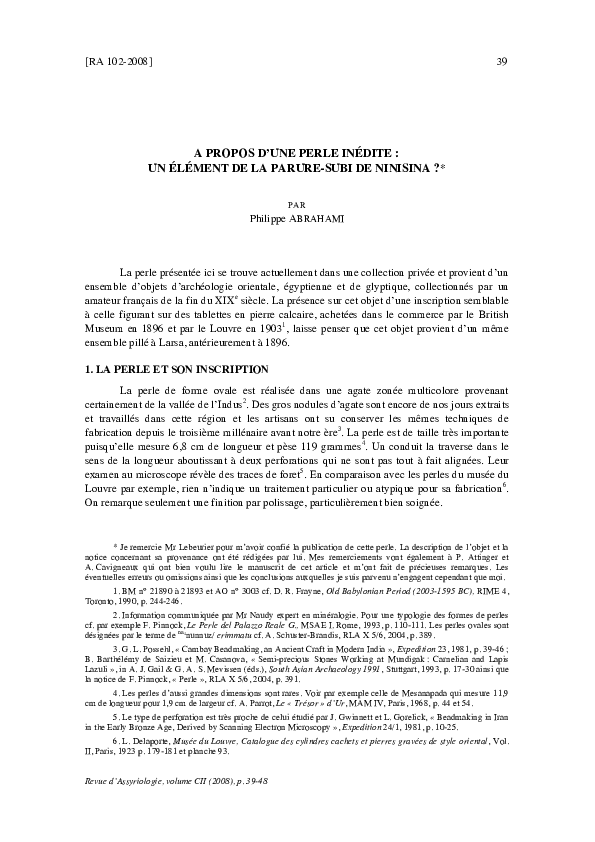 (PDF) Un élément de la parure en pierre Subi de Ninisina