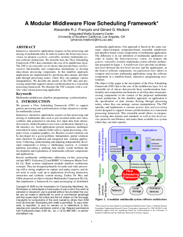 (PDF) A modular middleware flow scheduling framework (poster session)