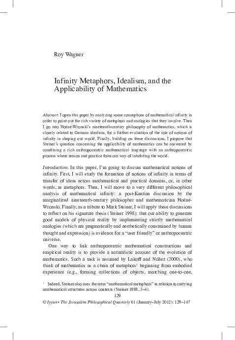 (PDF) Infinity Metaphors, German Idealism, and the Applicability of ...