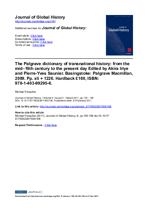 (PDF) Book Review: The Palgrave Dictionary of Transnational History ...