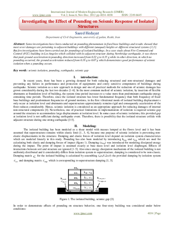 (PDF) Investigating the Effect of Pounding on Seismic Response of Isolated Structures