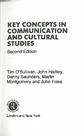 (PDF) Key concepts in communication and cultural studies