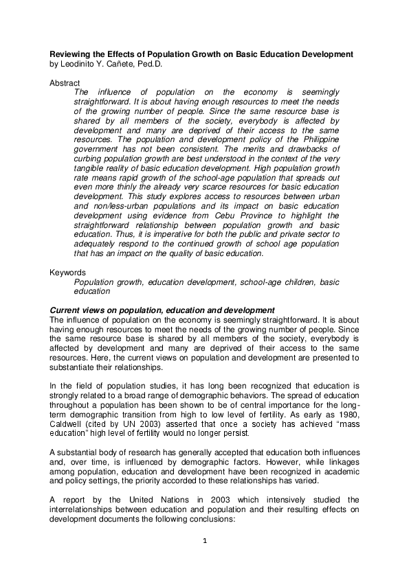 (DOC) Reviewing the Effects of Population Growth on Basic Education ...