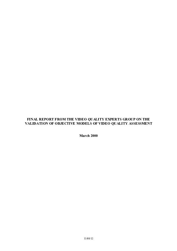 (DOC) FINAL REPORT FROM THE VIDEO QUALITY EXPERTS GROUP ON THE ...