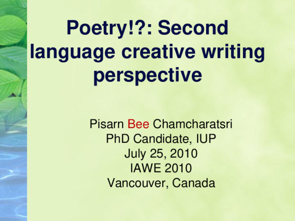 (PPT) Poetry!?: Second language creative writing perspective