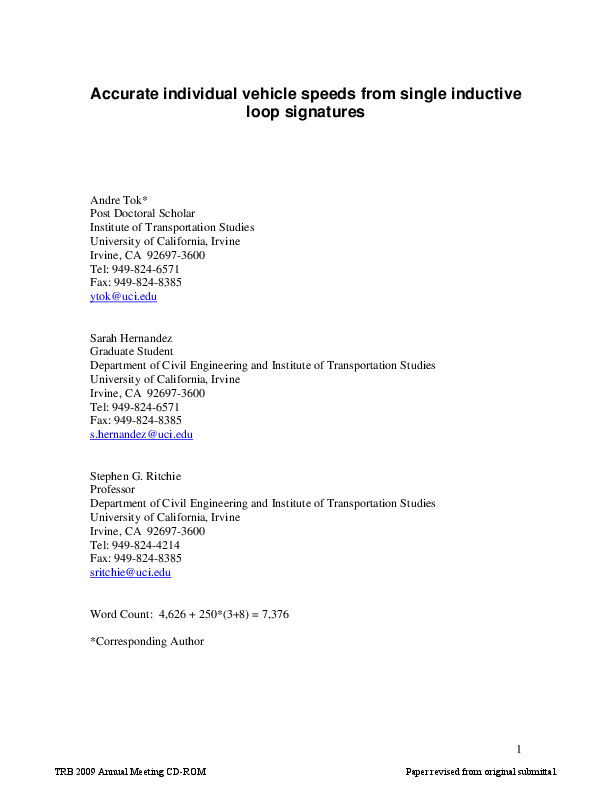 (PDF) Accurate individual vehicle speeds from single inductive loop signatures