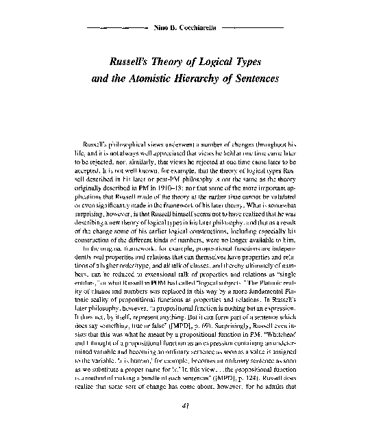 (PDF) Russell's theory of logical types and the atomistic hierarchy of ...