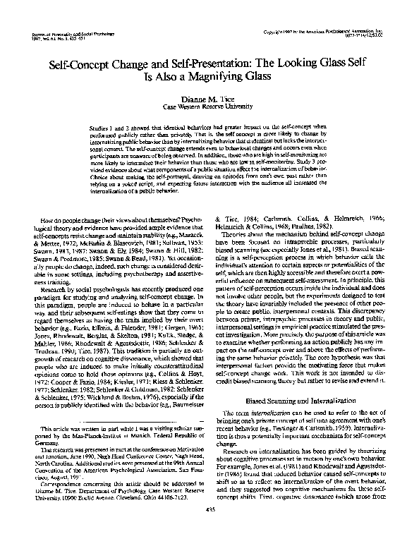(PDF) Self-concept change and self-presentation: The looking glass self ...