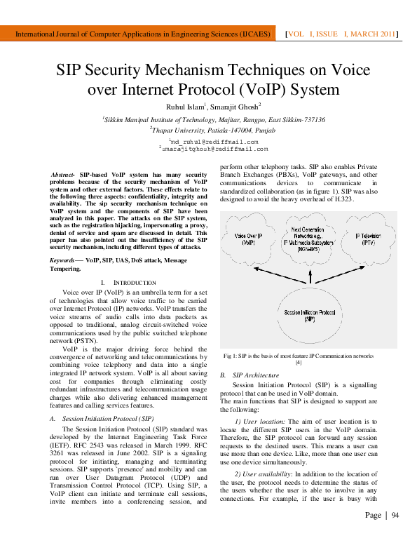 (PDF) SIP Security Mechanism Techniques on Voice over Internet Protocol ...