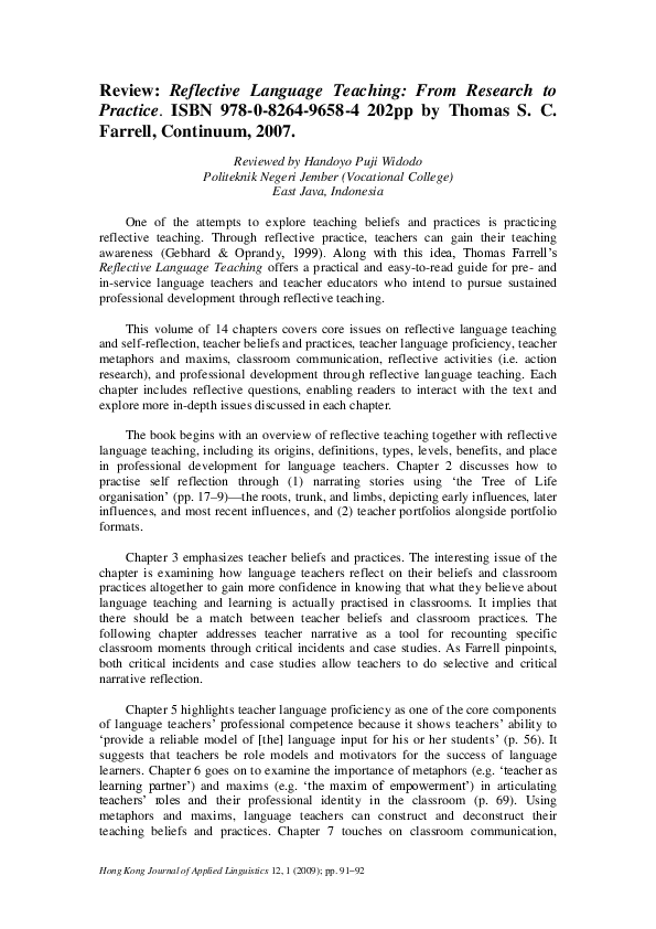 (PDF) Reflective Language Teaching