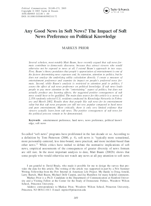 (PDF) Any Good News in Soft News? The Impact of Soft News Preference on ...