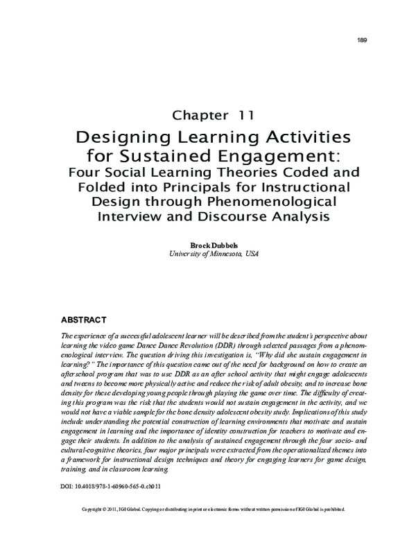 (PDF) Designing Learning Activities for Sustained Engagement -- Four ...