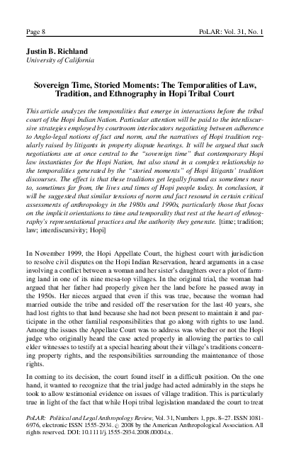 (PDF) Sovereign time, storied moments: the temporalities of law, tradition, and ethnography in ...