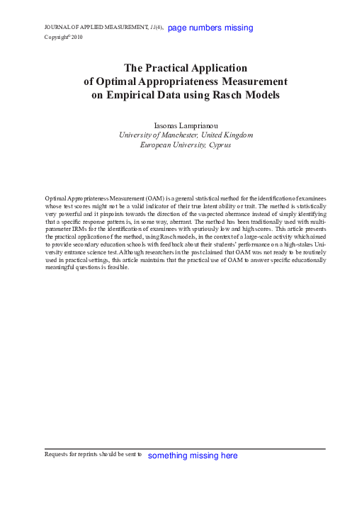 (PDF) The practical application of optimal appropriateness measurement on empirical data using ...