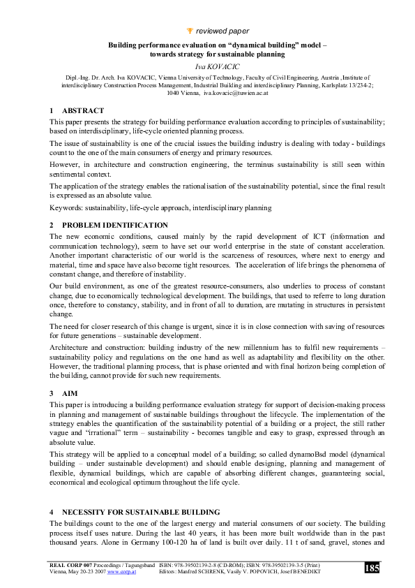 (PDF) Building performance evaluation on “dynamical building” model–towards strategy for ...