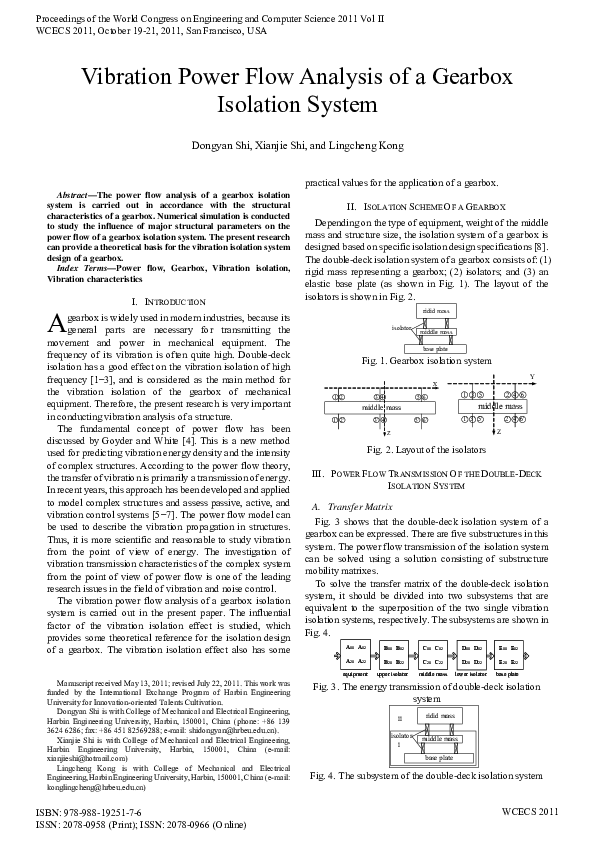 (PDF) Vibration Power Flow Analysis of a Gearbox Isolation System