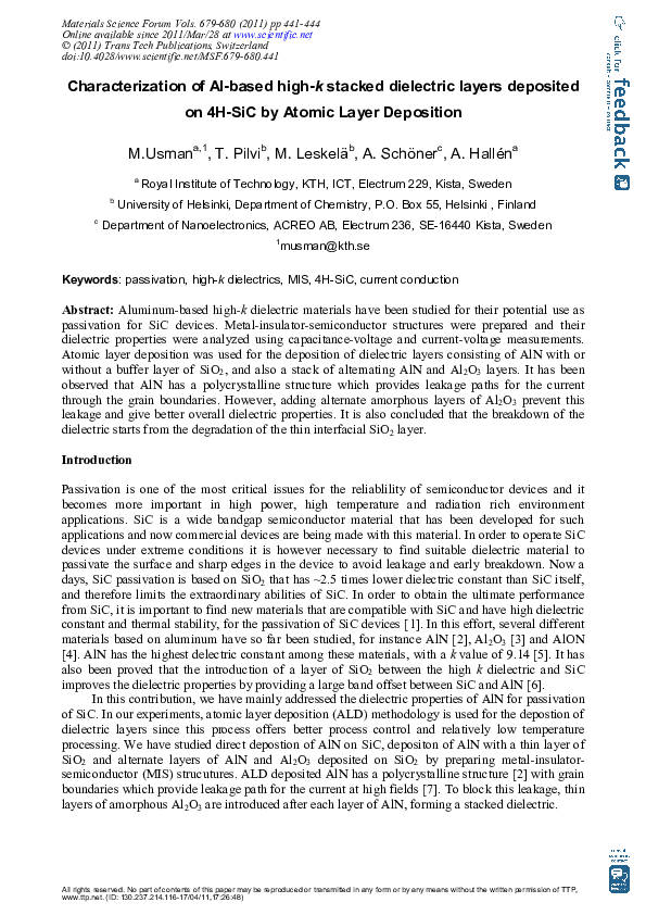 (PDF) Characterization of Al-Based High-k Stacked Dielectric Layers ...