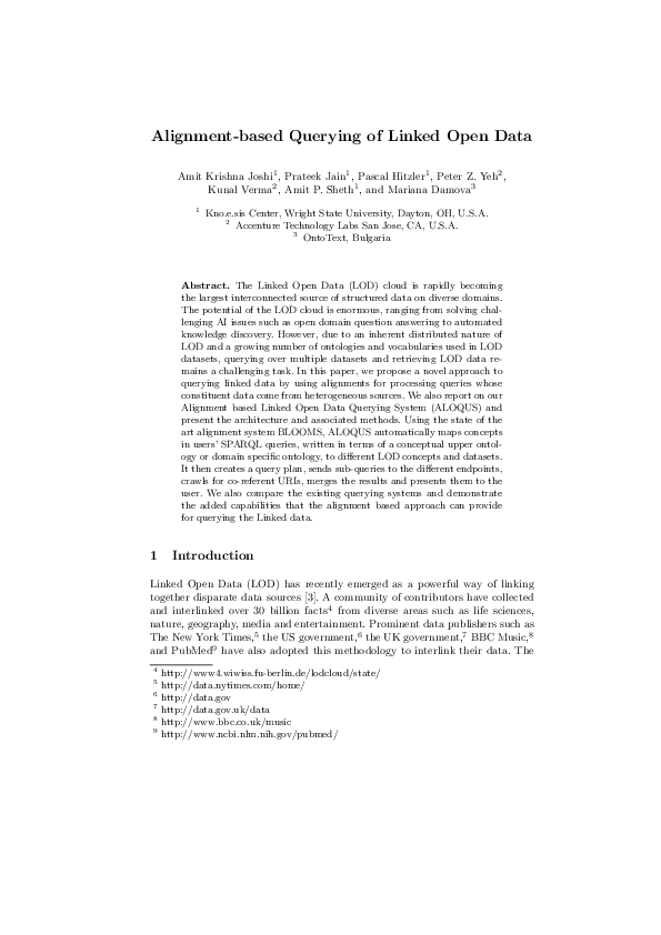 (PDF) Alignment-based Querying of Linked Open Data