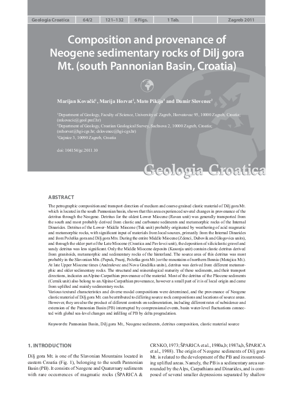 (PDF) Composition and provenance of Neogene sedimentary rocks of Dilj ...
