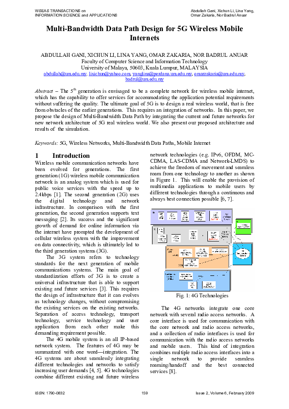(PDF) Multi-bandwidth data path design for 5G wireless mobile internets