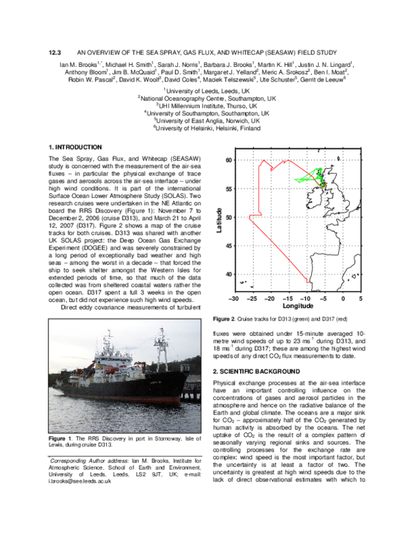 (PDF) 12.3 AN OVERVIEW OF THE SEA SPRAY, GAS FLUX, AND WHITECAP (SEASAW ...