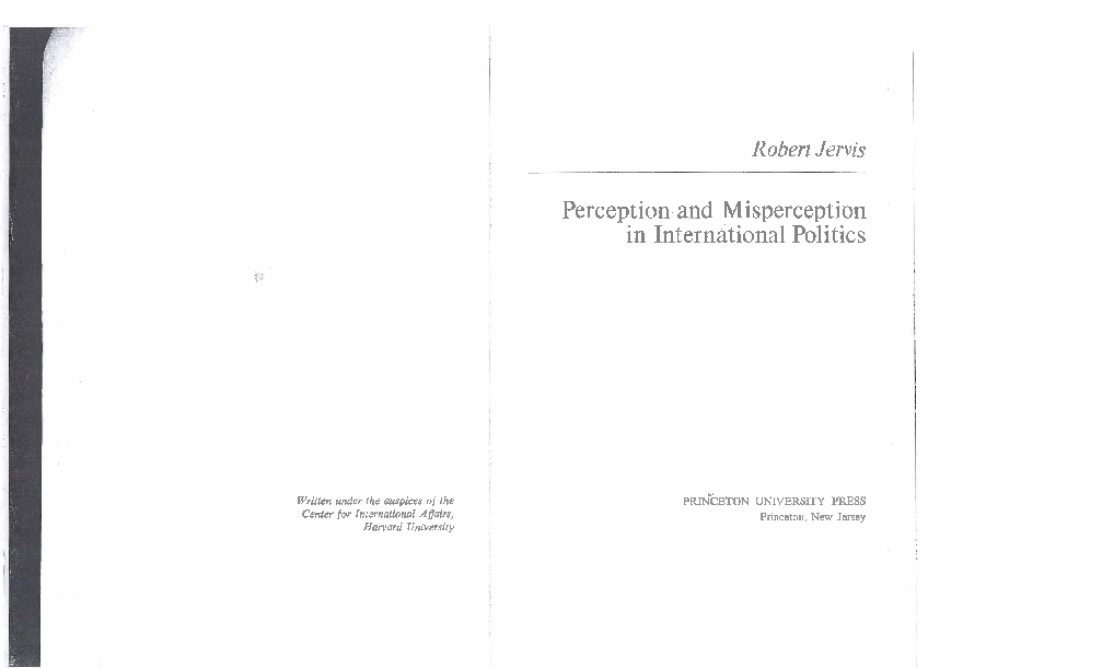(PDF) Perception and misperception in international politics