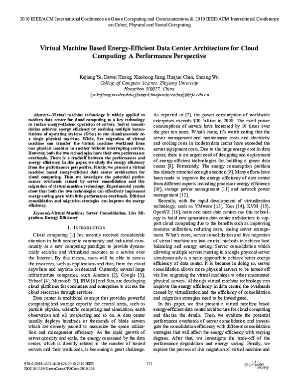 (PDF) A Survey on Energy Efficient Virtual Machine Placement in Cloud | IJSRD - International ...