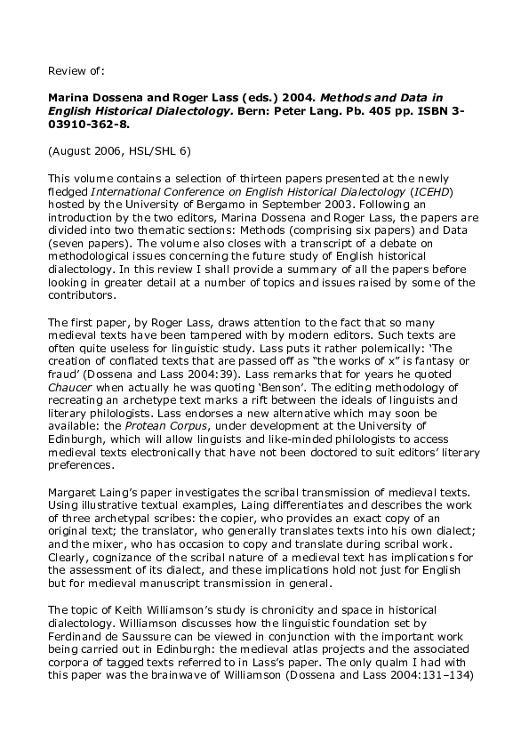 (PDF) Review of Marina Dossena and Roger Lass (eds.), 2004. Methods and ...