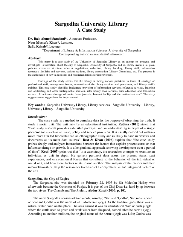(PDF) Sargodha University Library: a case study