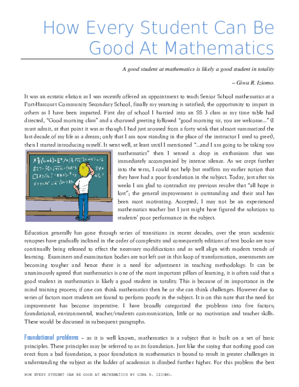 (PDF) How Every Student Can Be Good At Mathematics