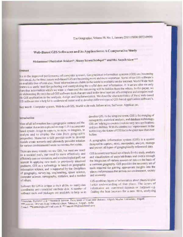 (PDF) Web-Based GIS Softwares and its Applications: A Comparative Study
